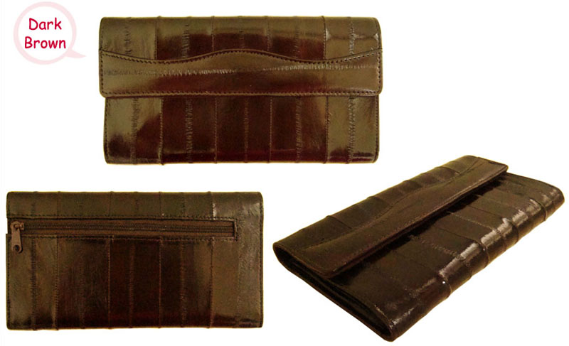 Genuine Eel Skin Leather Wallet Trifold Purse | eBay